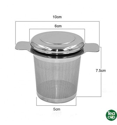 Colador de te metalico con tapa para tazas